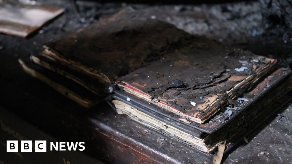 Frogmore Paper Mill: Historic treasures salvaged from fire - BBC News