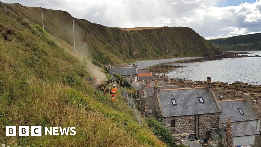 Crovie landslip work now 'well under way' says council - BBC News