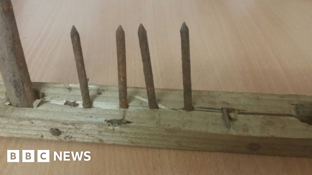 Cyclist finds nail traps on forest path near Lampeter