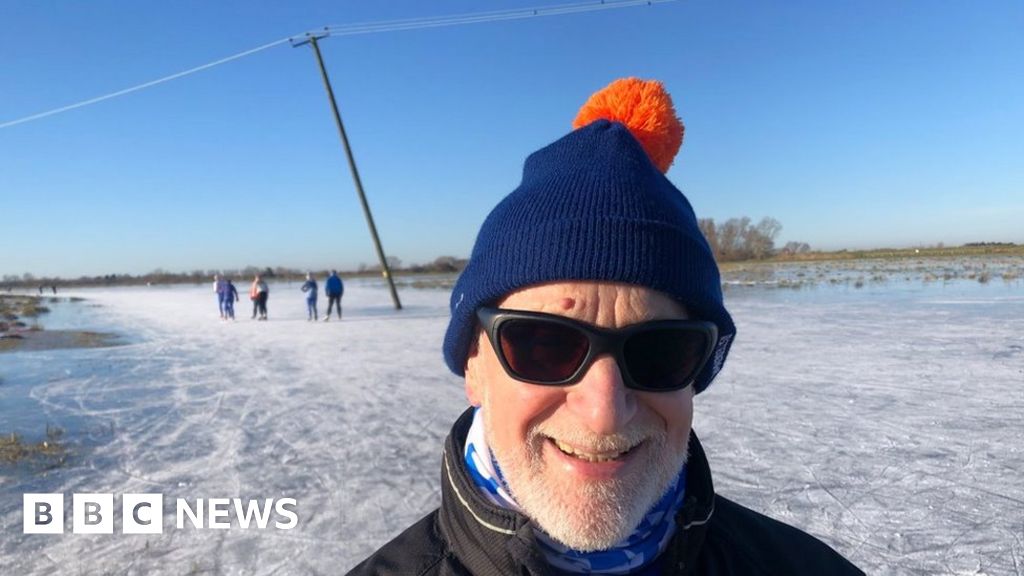 Frozen Fen skaters' joy at 'such a big rink' - BBC News