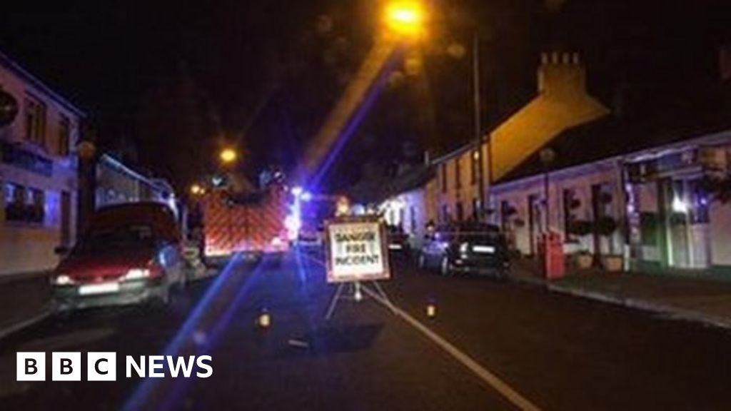 House fire: Road closed after blaze at Carrigans, Donegal - BBC News