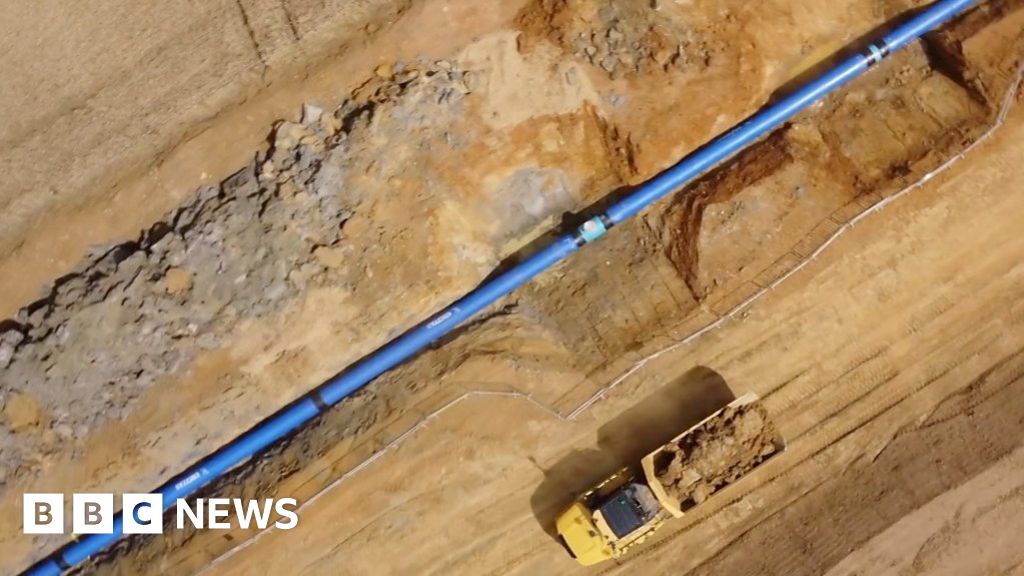 Drone footage shows the £500m water pipe that is longer than the M1