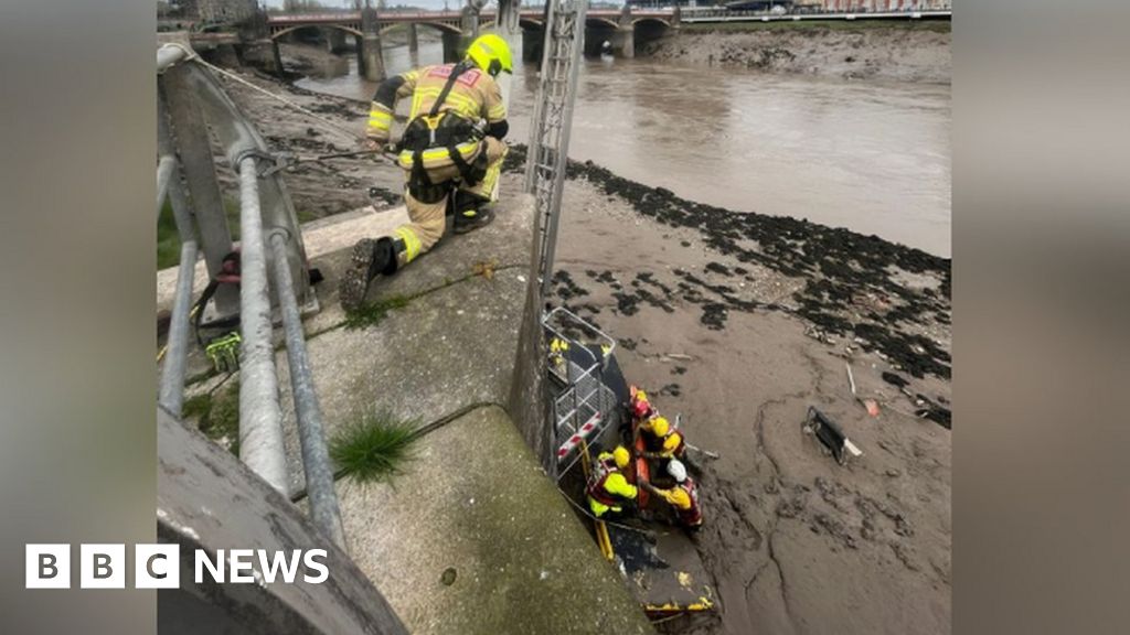 River Usk: Person stuck in mud is pulled to safety
