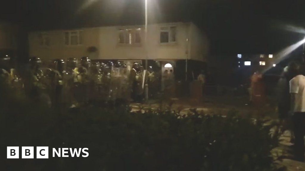 Cardiff: Ely rioters throw fireworks at police - BBC News