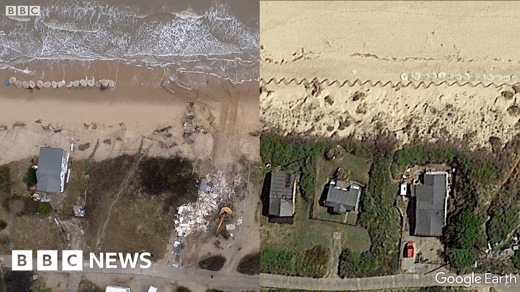 Hemsby: Clifftop home destroyed erosion spanning 40 years - BBC News