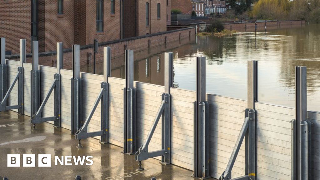 Flood Barriers Go Up As River Severn Levels Rise