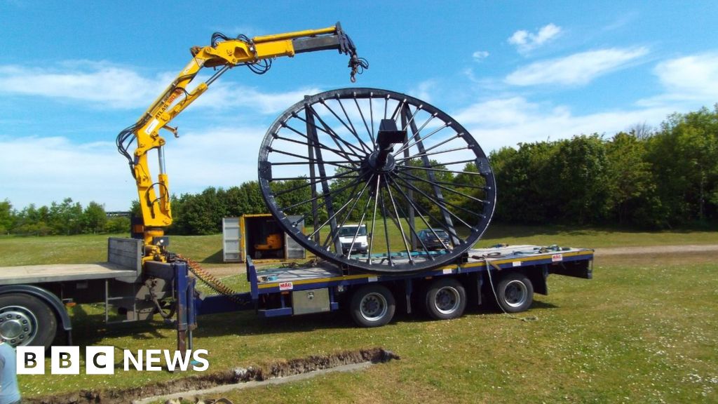 County Durham pit wheel returns home after more than 40 years - BBC News