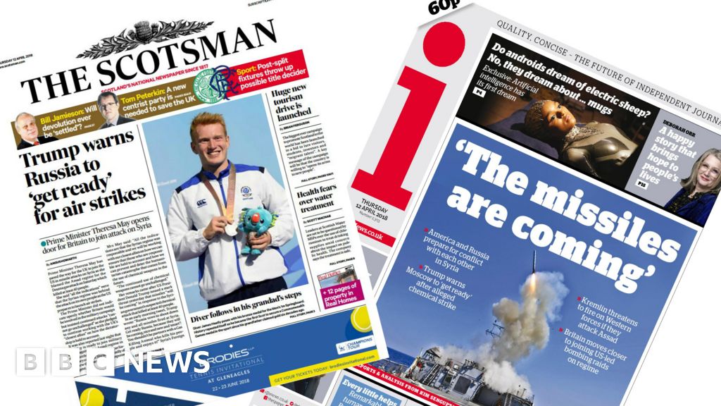 The papers: 'The missiles are coming' - BBC News