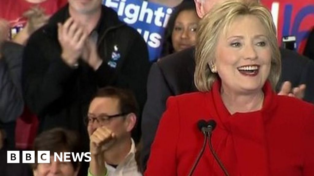 Hillary Clinton tells Iowa she was breathing a 'sigh of relief' - BBC News