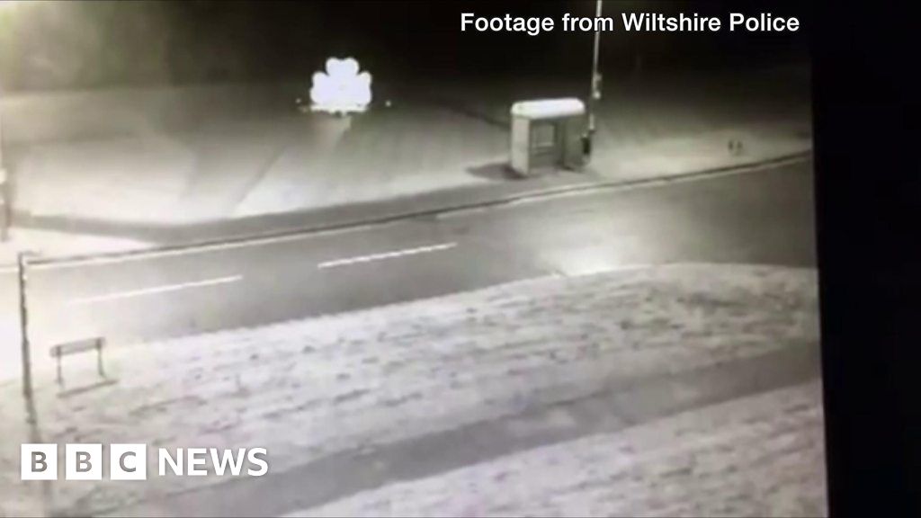 CCTV captures Royal Wootton Bassett marble poppy collapse - BBC News