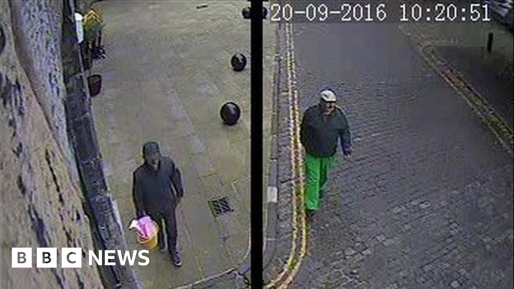 Thief caught on CCTV stealing charity bucket from restaurant - BBC News