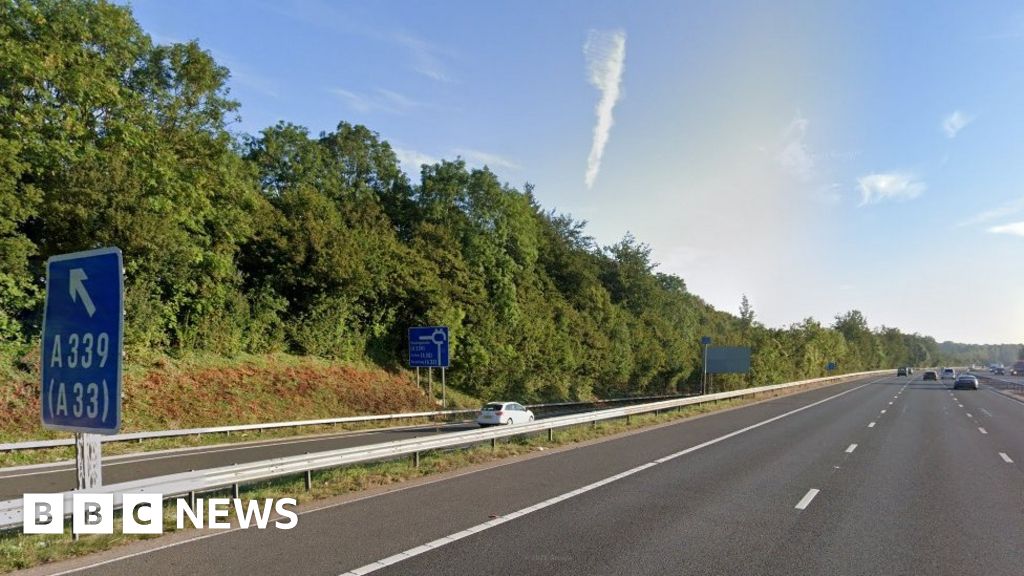 Woman dies in single-vehicle M3 motorway crash - BBC News