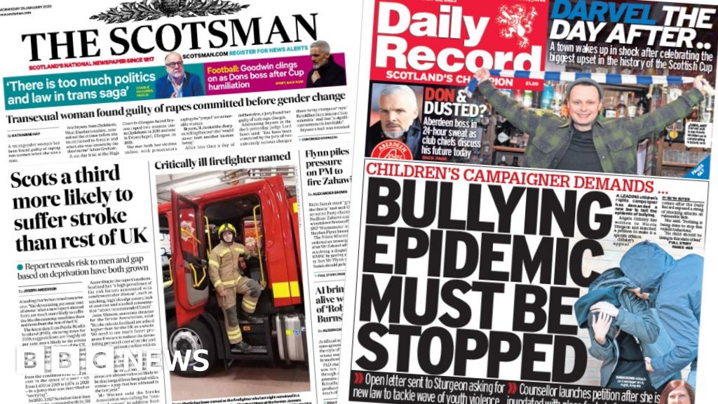 Scotland's papers: Stroke risk warning and plea over bullying epidemic ...