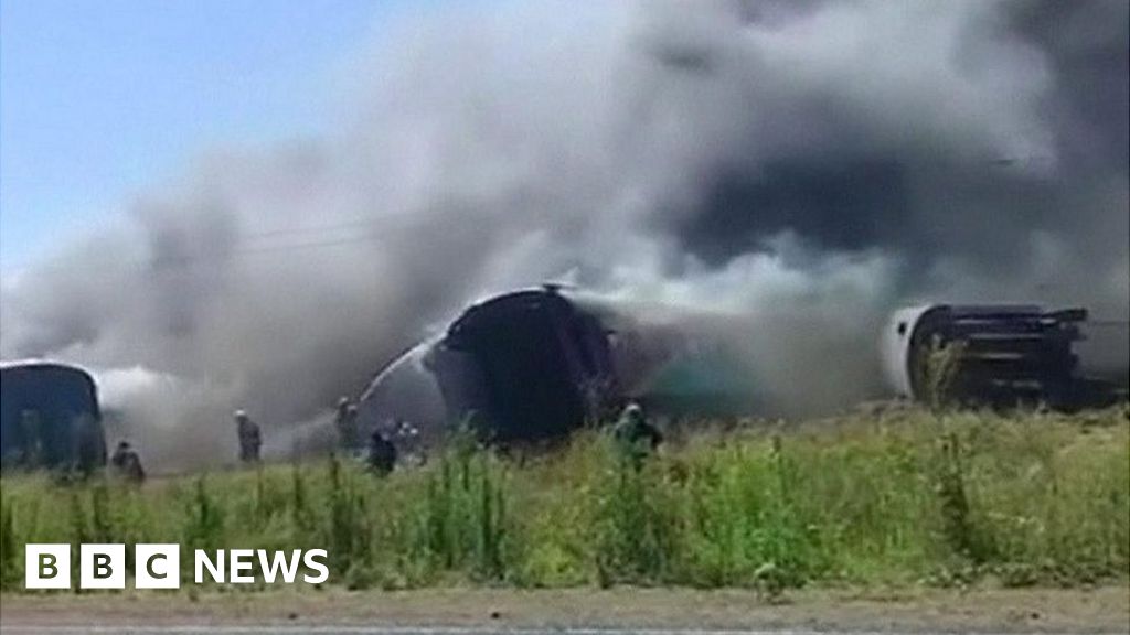 South Africa train crash footage shows fire aftermath - BBC News