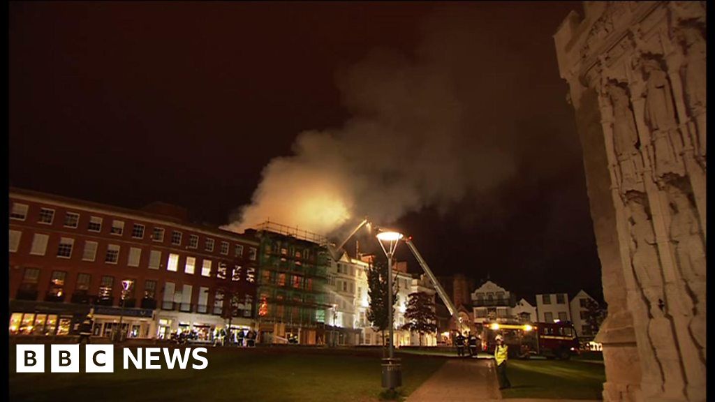 Large fire close to Exeter Cathedral in Devon - BBC News