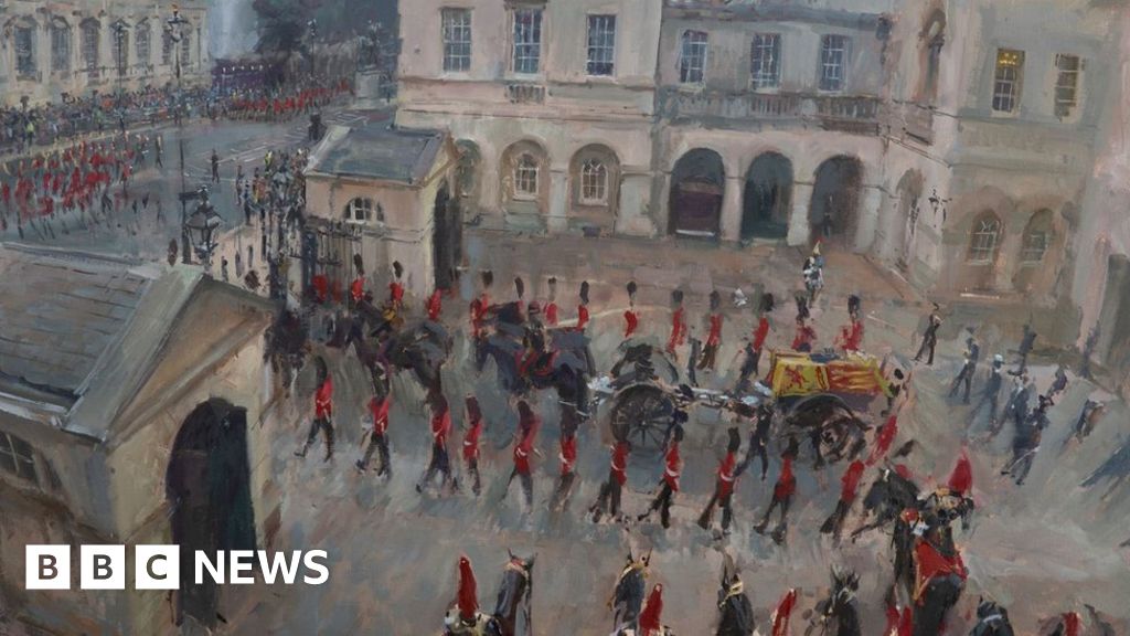 Stoke-on-Trent painter documents Queen's funeral - BBC News