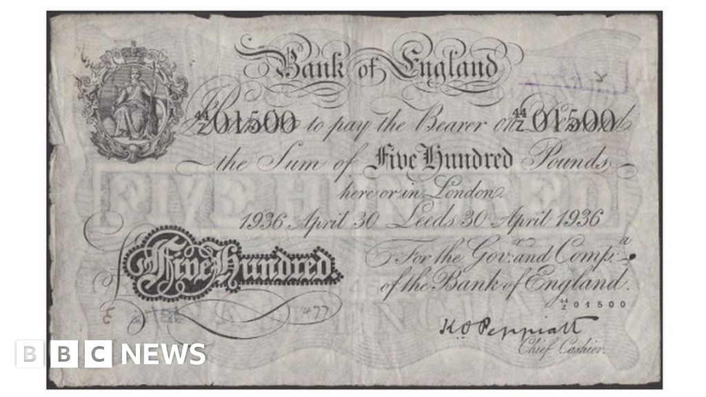 Rare £500 Leeds banknote could fetch £22,000 at auction - BBC News