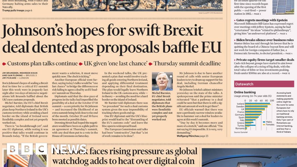 Newspaper headlines: Brexit plans 'baffle' and 'fury' at EU - BBC News