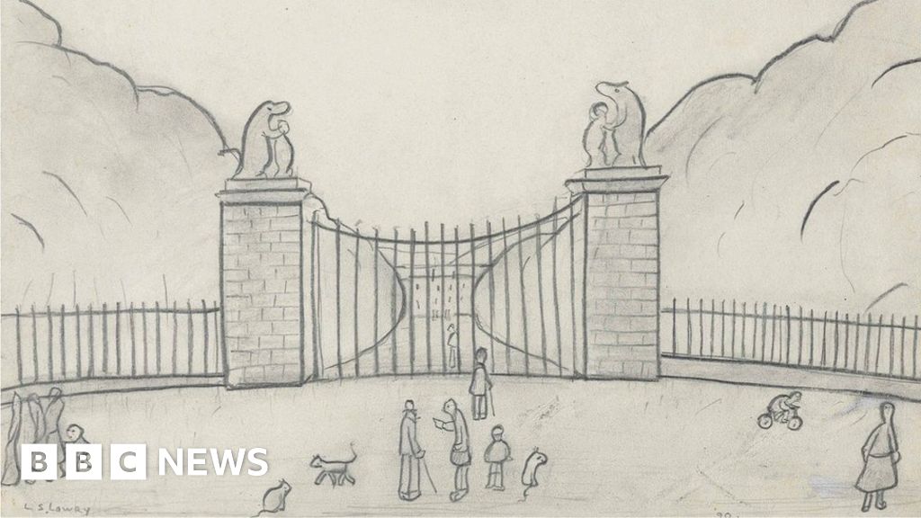 Lowry's 'Bear Gates' sketch is sold for £35,000 at auction - BBC News