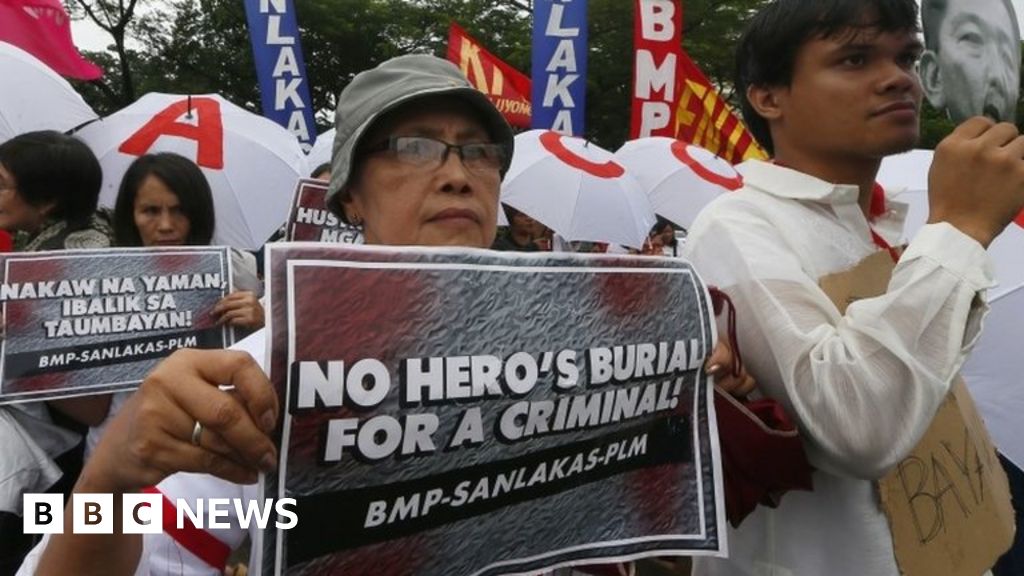 Philippines Marcos: Protest against 'hero' burial - BBC News