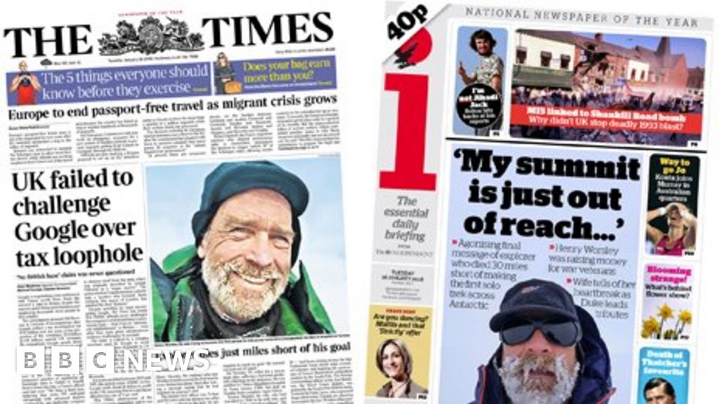 Newspaper headlines: Google tax, explorer death, Lord Parkinson, and ...