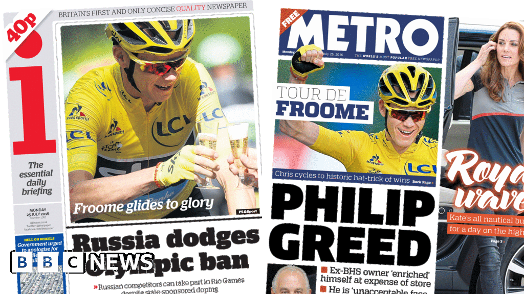 Newspaper headlines: Froome and Green dominate front pages - BBC News