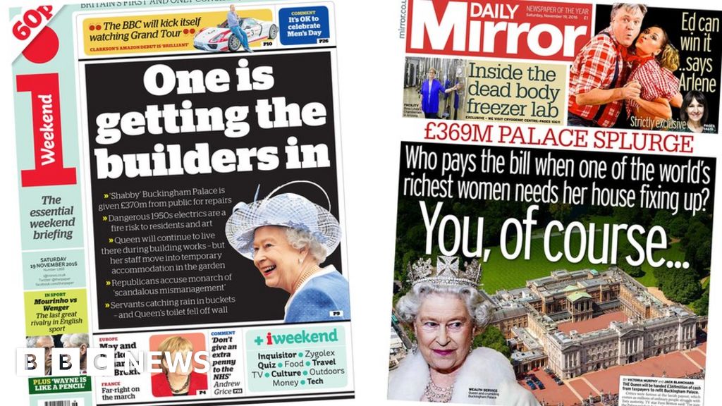 Newspaper headlines: Palace makeover, Autumn statement and Clarkson ...