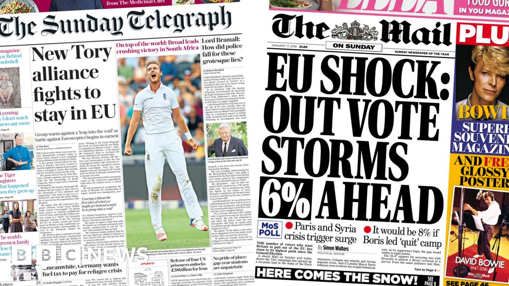 Newspaper headlines: EU referendum fight and Stuart Broad fires England ...