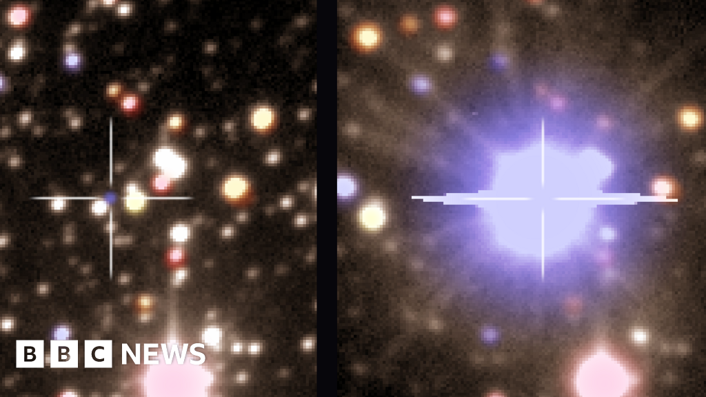 Star snapped before and after nova explosion - BBC News