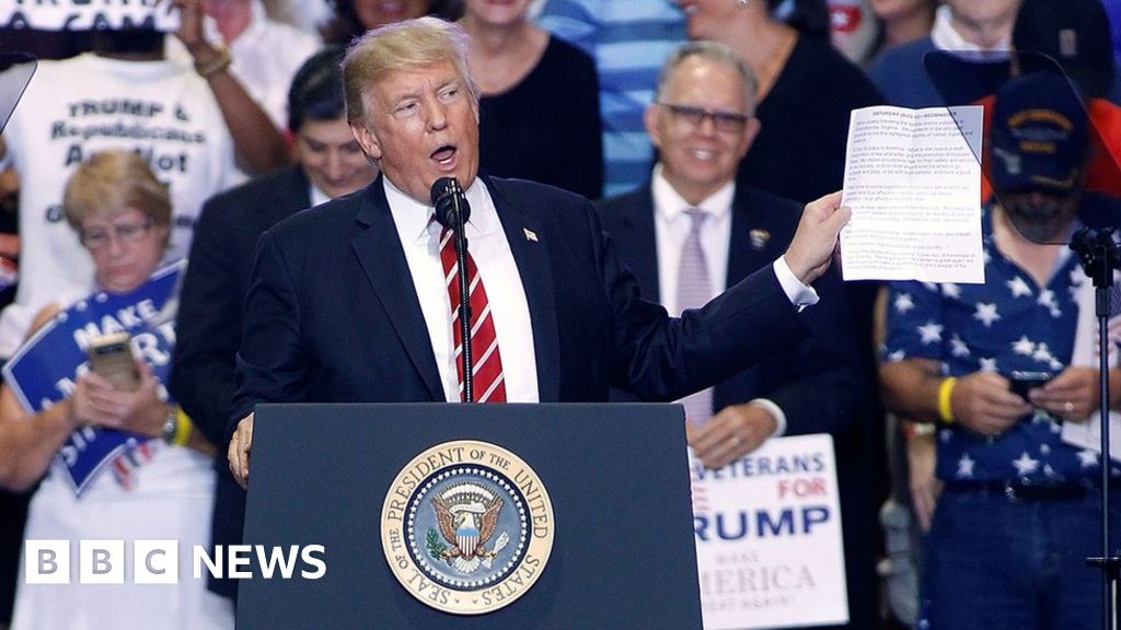 Trump defends Charlottesville response, cuts out key part - BBC News