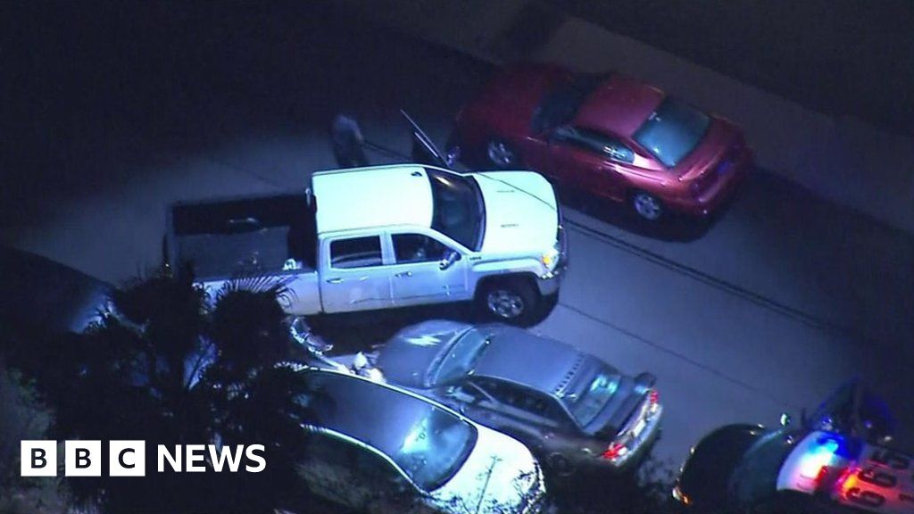 Truck driver stops high-speed car chase - BBC News