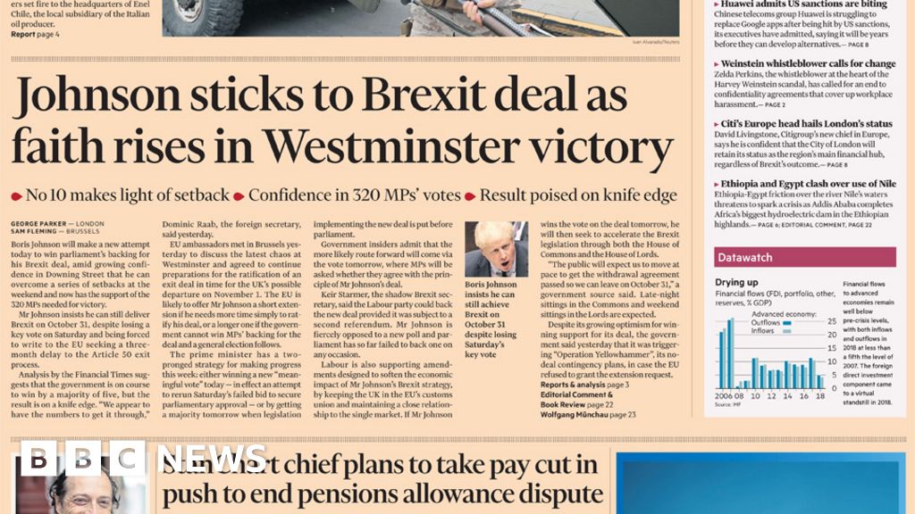 Newspaper headlines: Brexit deal chances assessed on front pages - BBC News