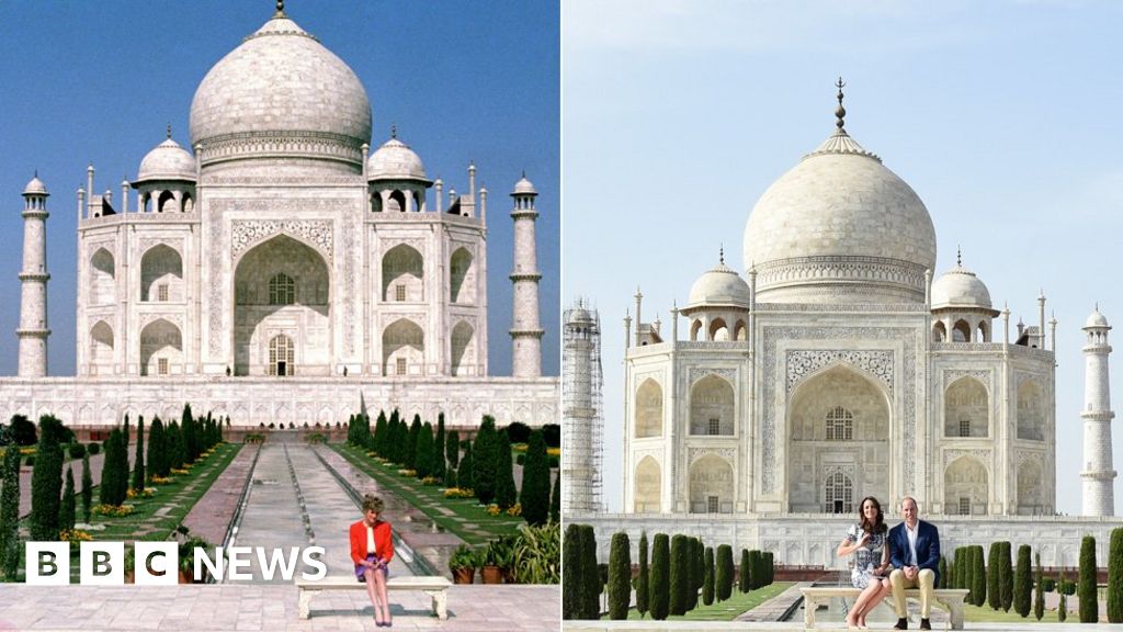 William and Kate pose on Taj Mahal bench - BBC News