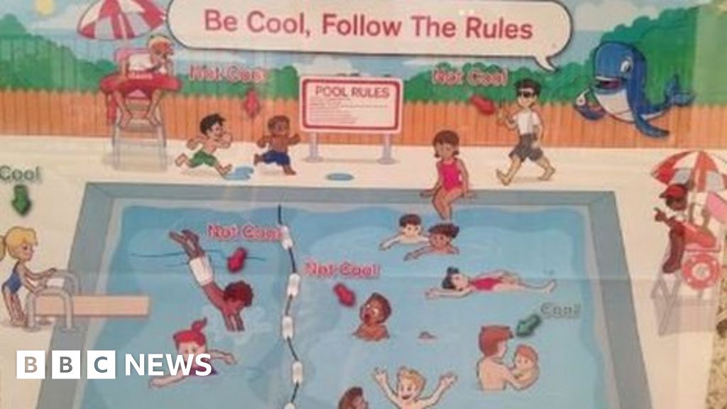 'Be cool, follow the rules' poster removed for being racist - BBC News
