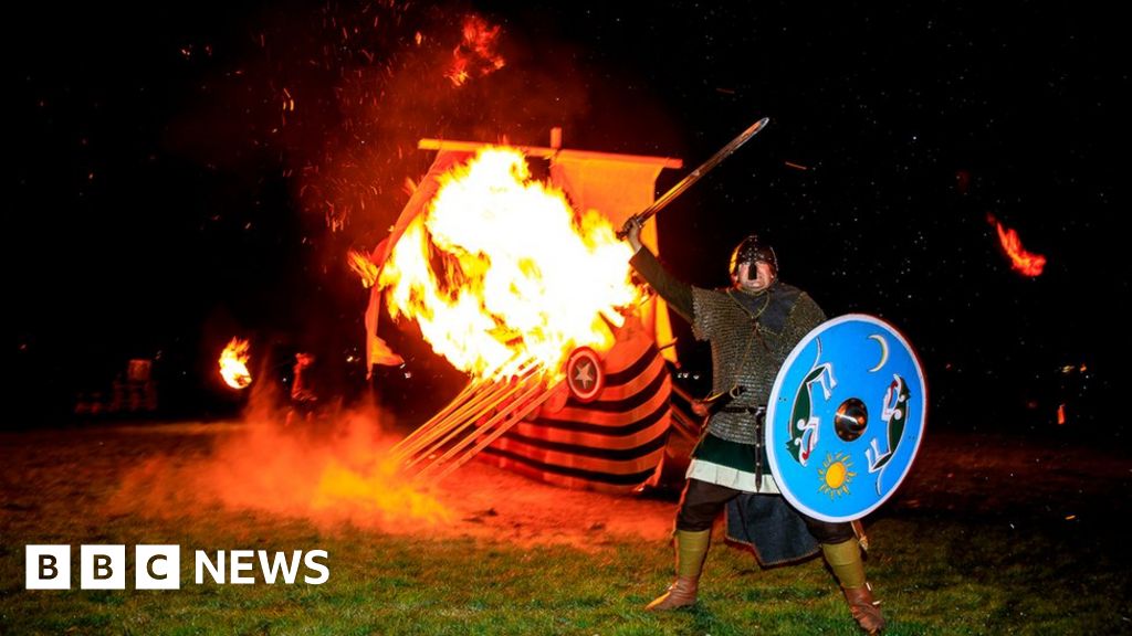 Flamborough Fire Festival Viking ship burnt - BBC News