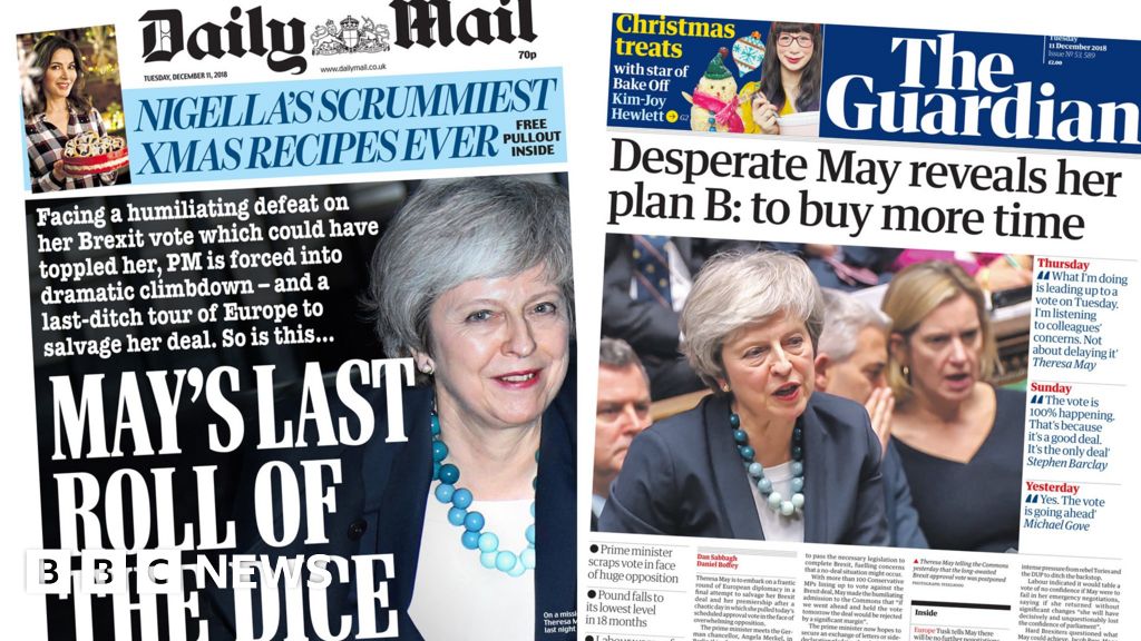 Newspaper headlines: 'Desperate' May's Brexit rescue mission - BBC News
