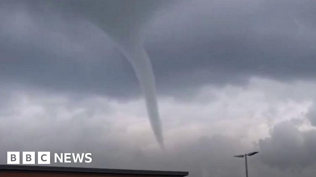 County Durham funnel cloud footage causes stir on social media - BBC News