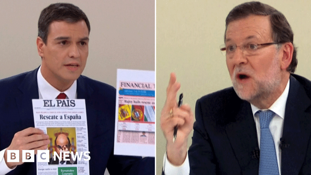 Spain political rivals in stormy debate - BBC News