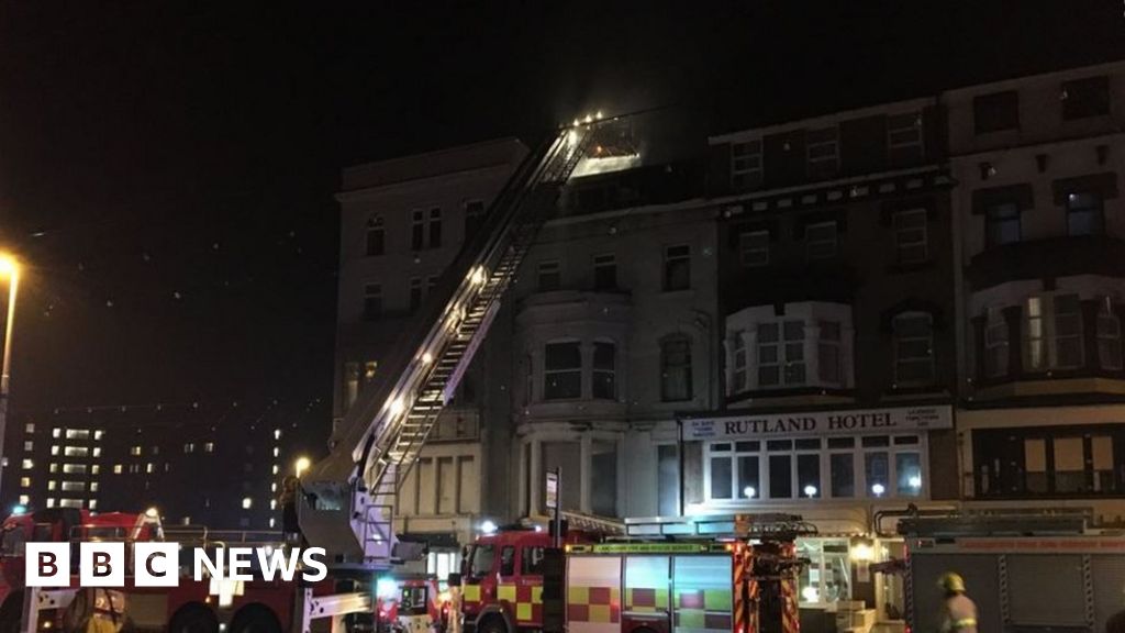 Suspected arson at Blackpool seafront derelict hotel - BBC News