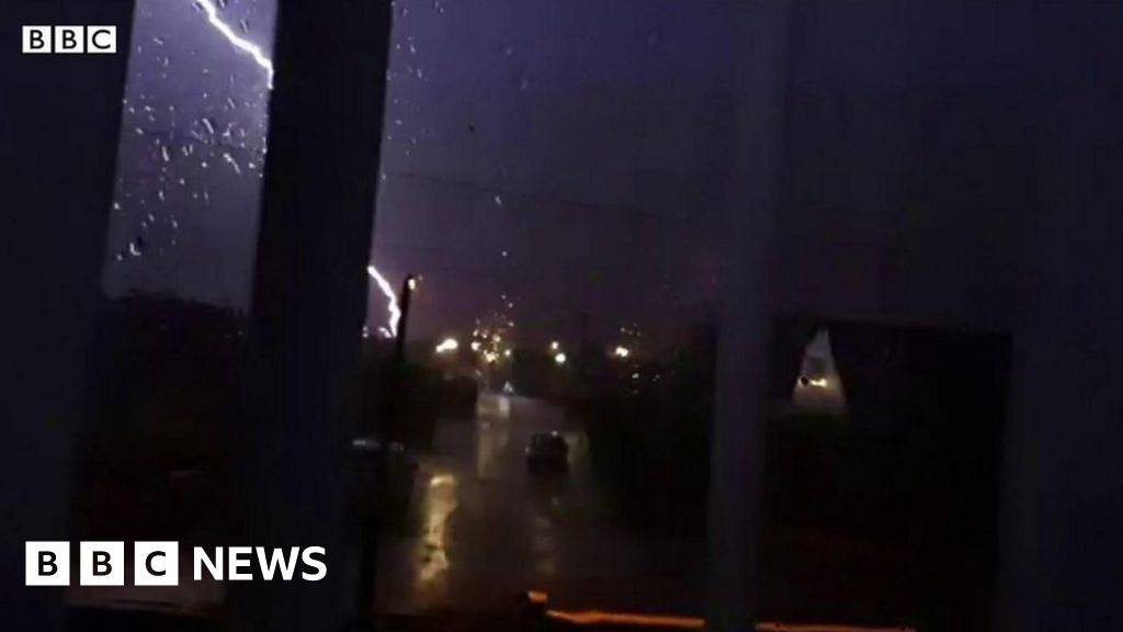 Spectacular storms light up England's skies