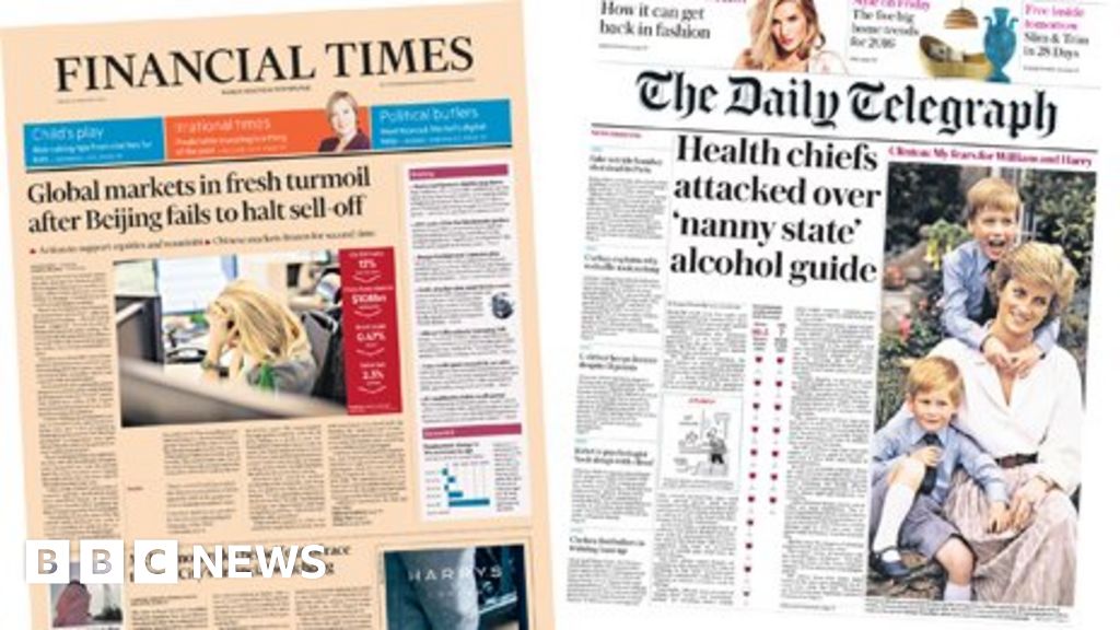 Newspaper headlines: Financial turmoil, alcohol advice, Osborne warning ...