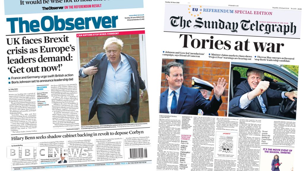 Newspaper headlines: Brexit fallout, party leaderships and Wales's Euro ...