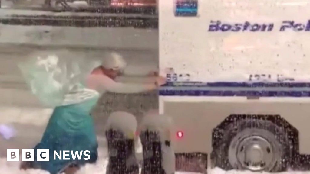 'Elsa' from Frozen rescues police van - BBC News