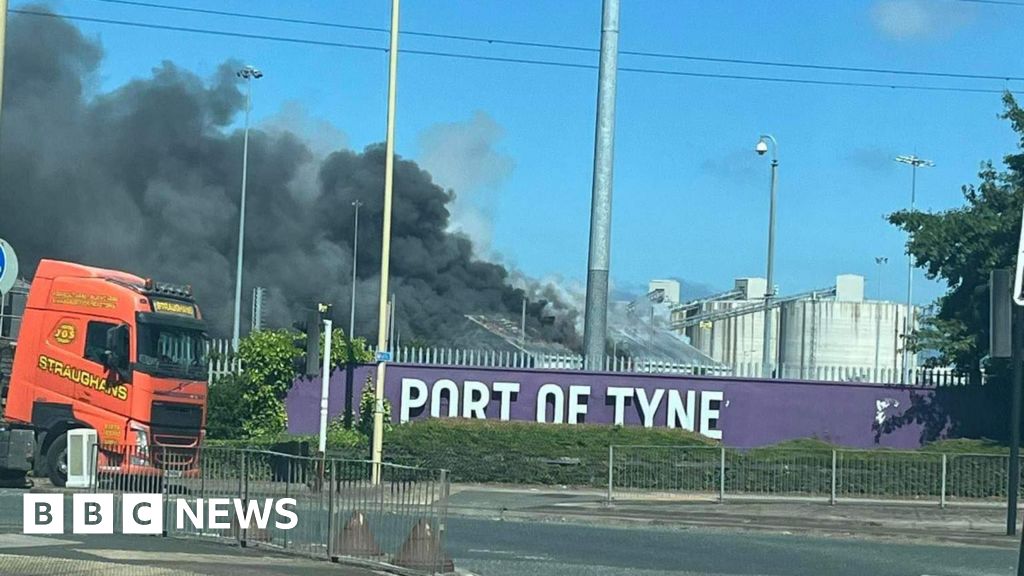 Forty firefighters tackle 'large' fire at Port of Tyne in South Shields ...