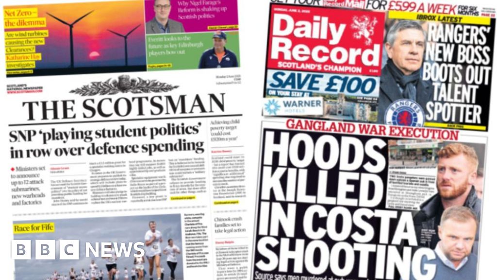 Scotland's papers: Defence spending row and gangland 'executions'