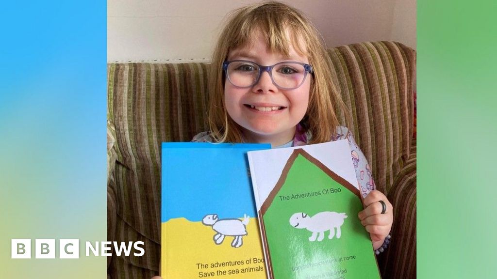 Nine-year-old beach litter picker writes second book - BBC News