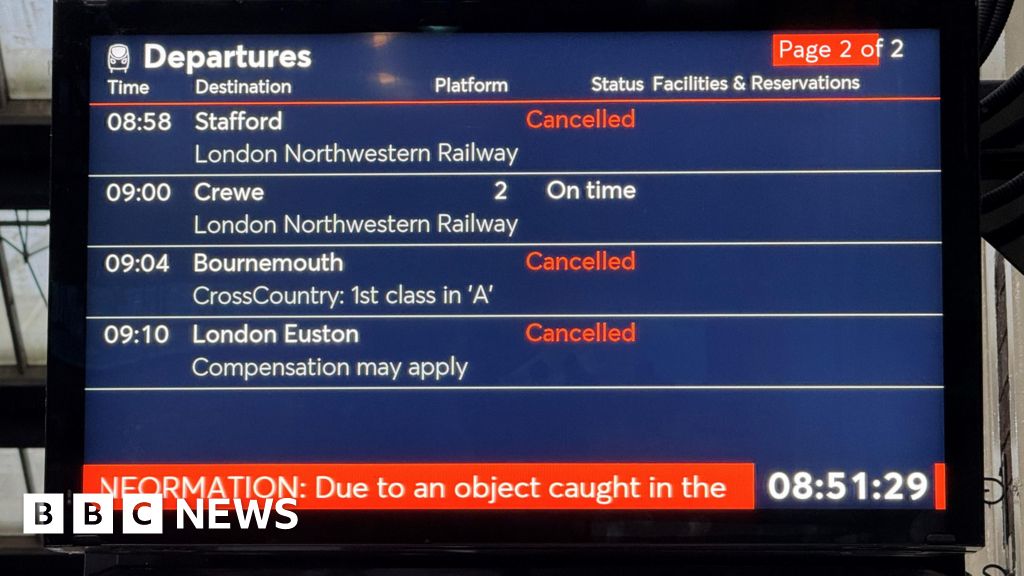 Trains cancelled as overhead cables damaged - BBC News