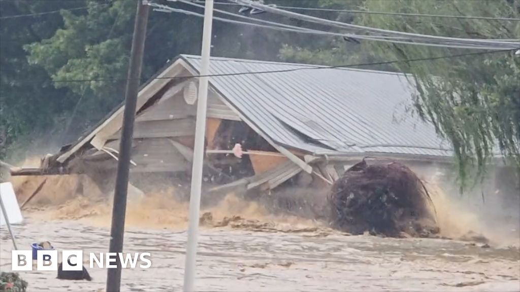 Hurricane Helene: North Carolina house flows down river and smashes ...