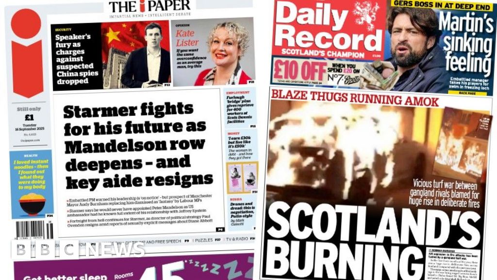 Scotland's papers: PM 'fights for his future' and gangland fire attacks
