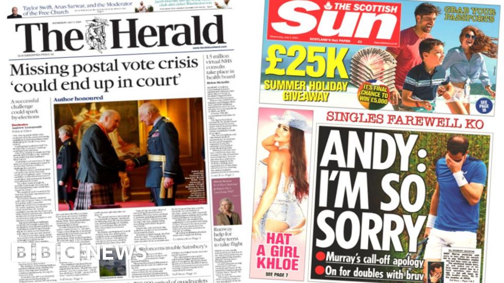 Scotland's papers: Postal vote court threat and Murray bows out - BBC News